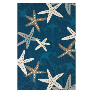 HomeRoots 60" x 90" Cyan Olefin Area Rug, 60" x 90" x 0.47" - Beach ...