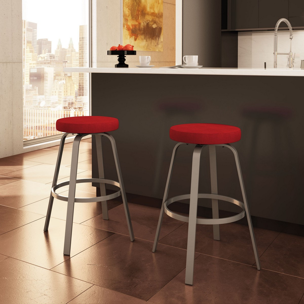 Amisco Reel Swivel Backless Barstool, 30" - Contemporary - Bar Stools ...