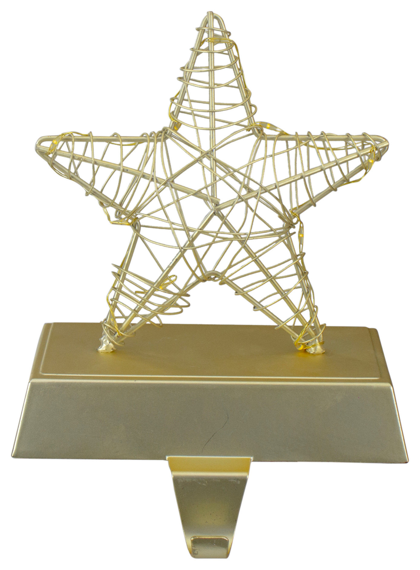 7" LED Lighted Gold Wired Star Christmas Stocking Holder - Modern ...