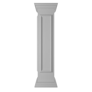 8"W x 40"H Corner Newel Post w/ Panel, Flat Capital, & Base Trim, 10"W ...