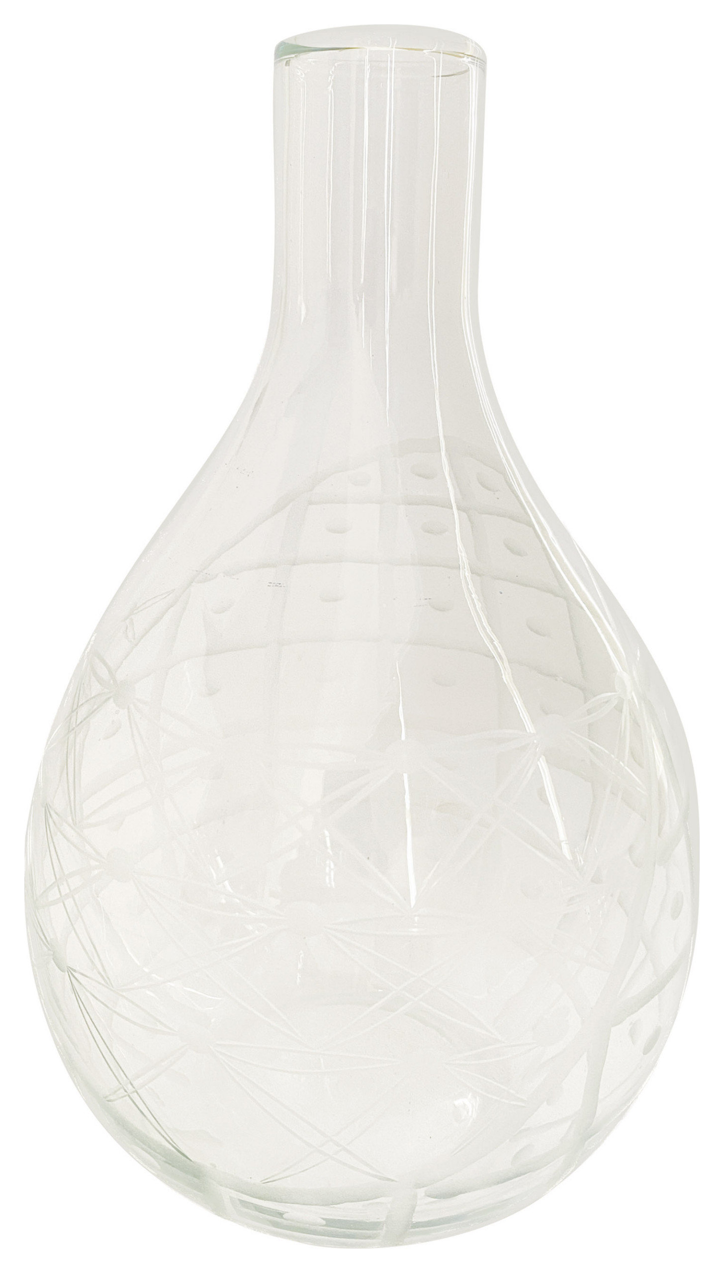 Round Hand-Blown Etched Reclaimed Glass Pitcher, Clear - Contemporary ...