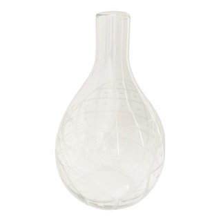 Round Hand-Blown Etched Reclaimed Glass Pitcher, Clear - Contemporary ...
