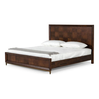 Howard Modern Acacia and Brass Bed, Queen - Transitional - Platform ...