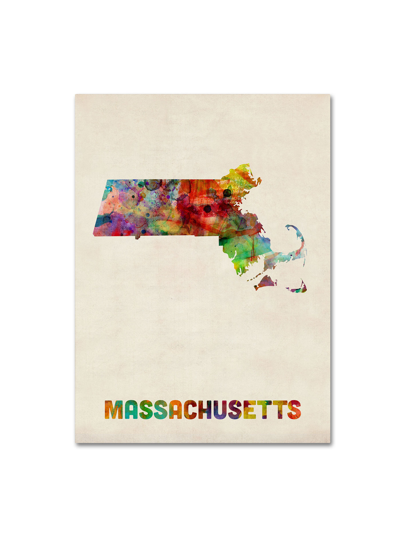 'Massachusetts Map' Canvas Art by Michael Tompsett, 24" x 32 ...