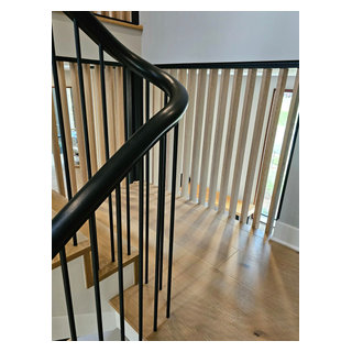 115_Stunning Continuous Rail System on 3 Story Floating Stairs ...
