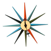 Mod Made Mid Century Modern Multi Color Star Clock - Midcentury - Wall ...