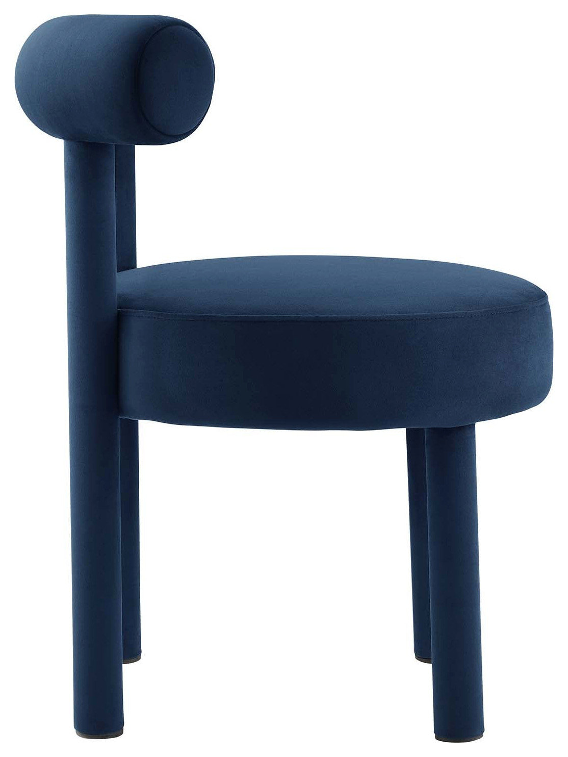 Toulouse Performance Velvet Dining Chair, Curved Round Bolster Side ...