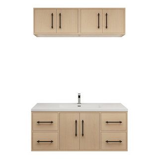 Victoria 48" Plywood Bath Vanity, Overhead Cabinet - Contemporary ...