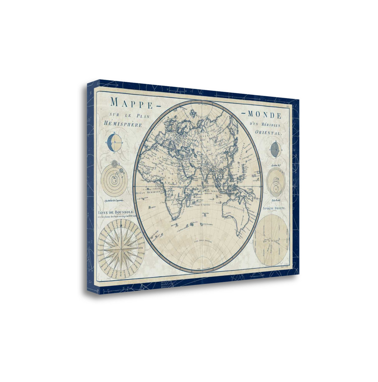 "Plan De Meridien Blue Border" By Sue Schlabach, Giclee on Gallery Wrap ...