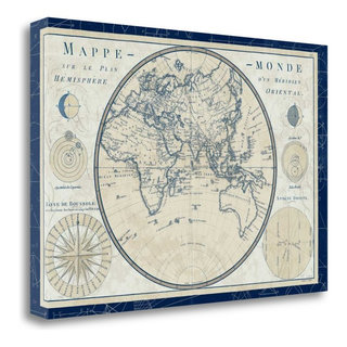 Plan de Meridien Blue Border by Sue Schlabach, 29"x20" - Contemporary ...