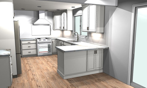 Slab front drawers with white shaker cabinets?