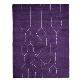 Hand Knotted Loom Silk Mix Area Rug Contemporary Purple Beige ...