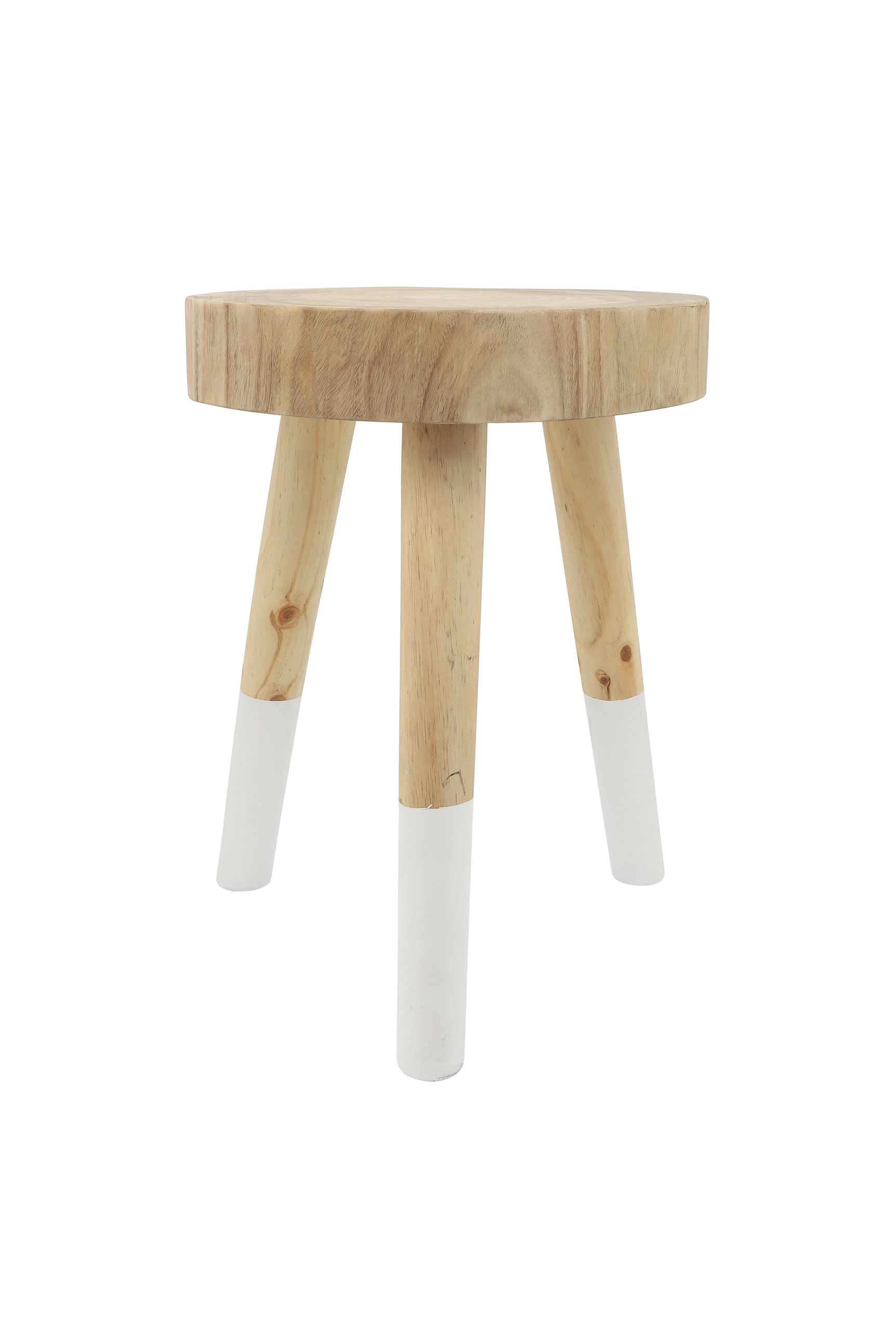 Wooden 24" Accent Table With Dipped Legs, Tan/Wht - Midcentury - Side ...