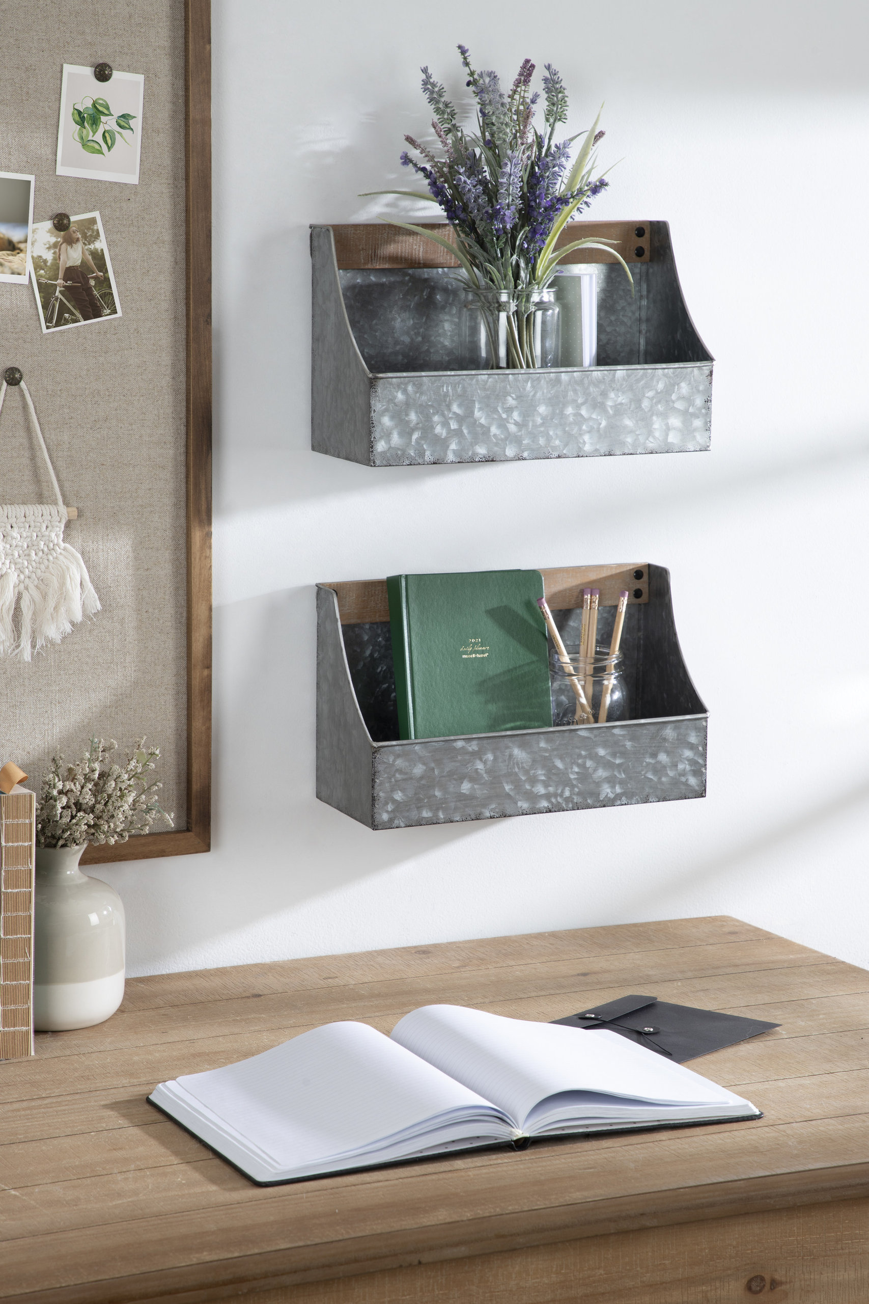 Gramer Metal Wall Pocket Set, Rustic Brown 2 Piece, 2 Piece - Rustic ...