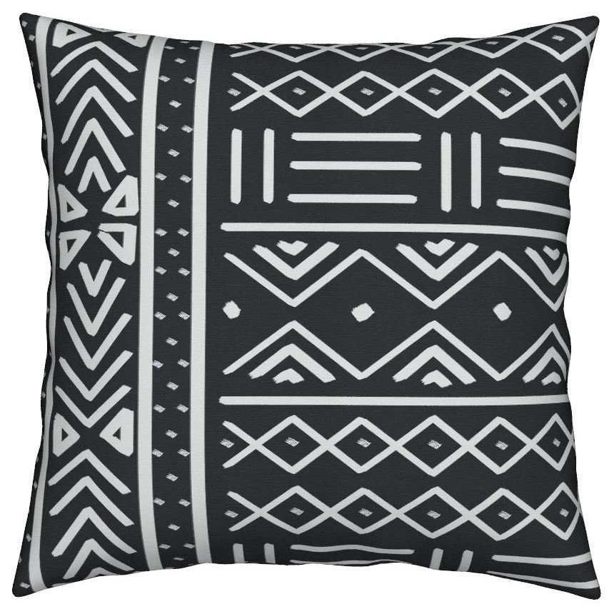 African Mudcloth Tribal Print Black And White Throw Pillow ...