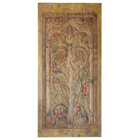 Consigned Vintage Carved Panel Tree Of Life Colorful Wall Decor Sliding ...