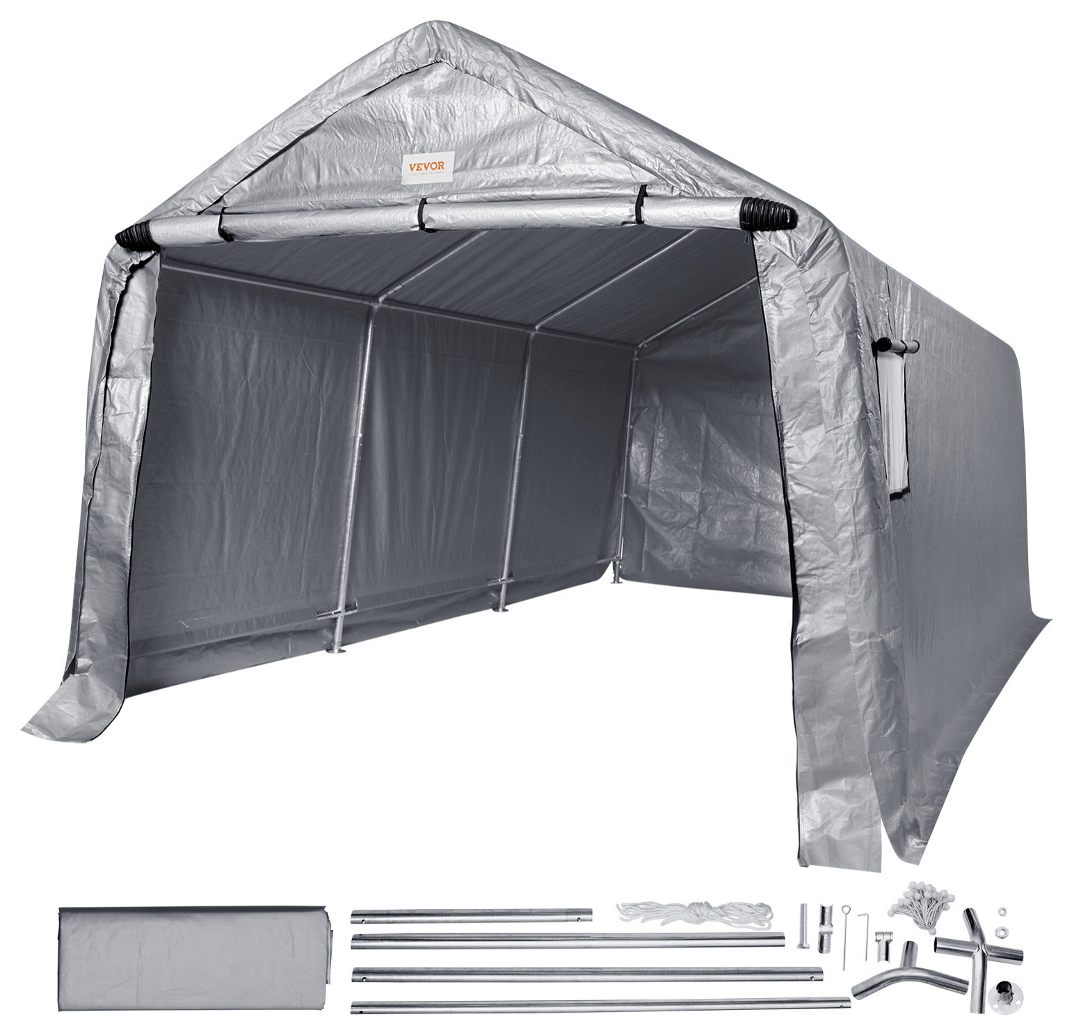 VEVOR Portable Storage Shelter Garage Storage Shed 10x15x8' & Zipper ...