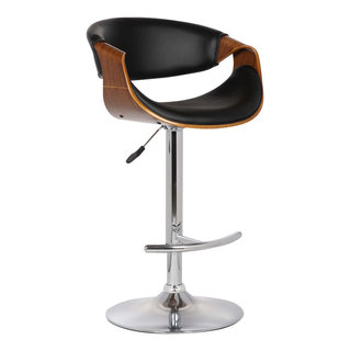 Butterfly Swivel Adjustable Bar Stool, Walnut With Black - Contemporary ...