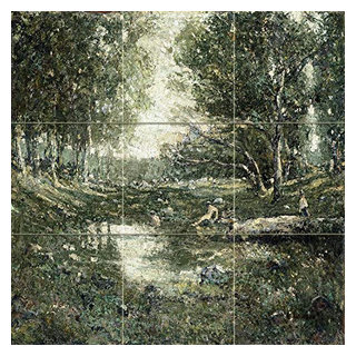 Tile Mural BATHERS WOODLAND Kitchen Bathroom Backsplash, 4.25" Ceramic ...