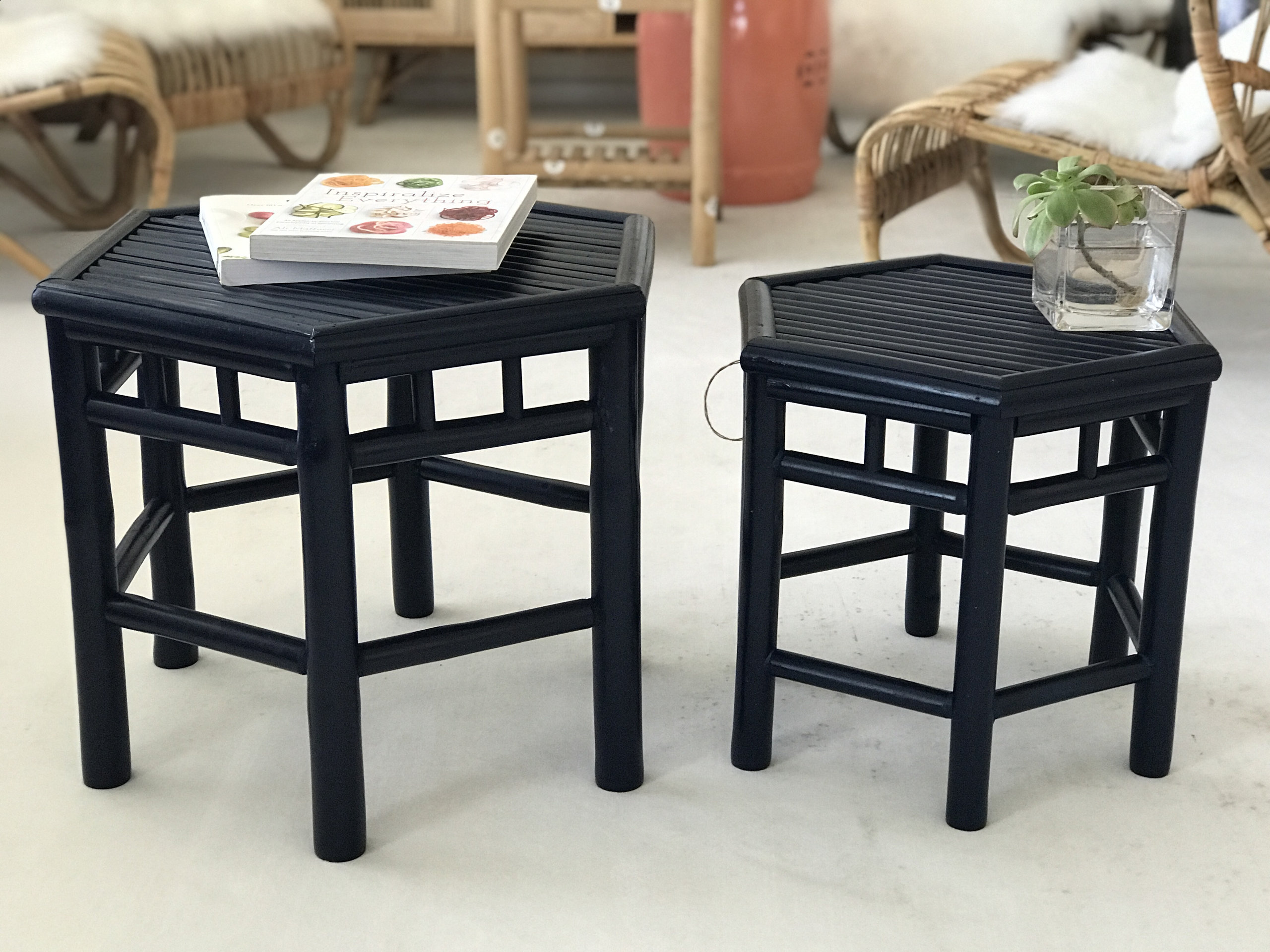 Bamboo End Table, 2-Piece Set, Royal Blue - Contemporary - Side Tables ...
