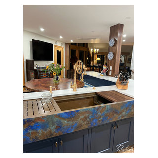 60" Copper Paragon Workstation Sink with Custom Patina and Waterstone ...