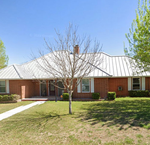 Brick paint color with silver metal roof