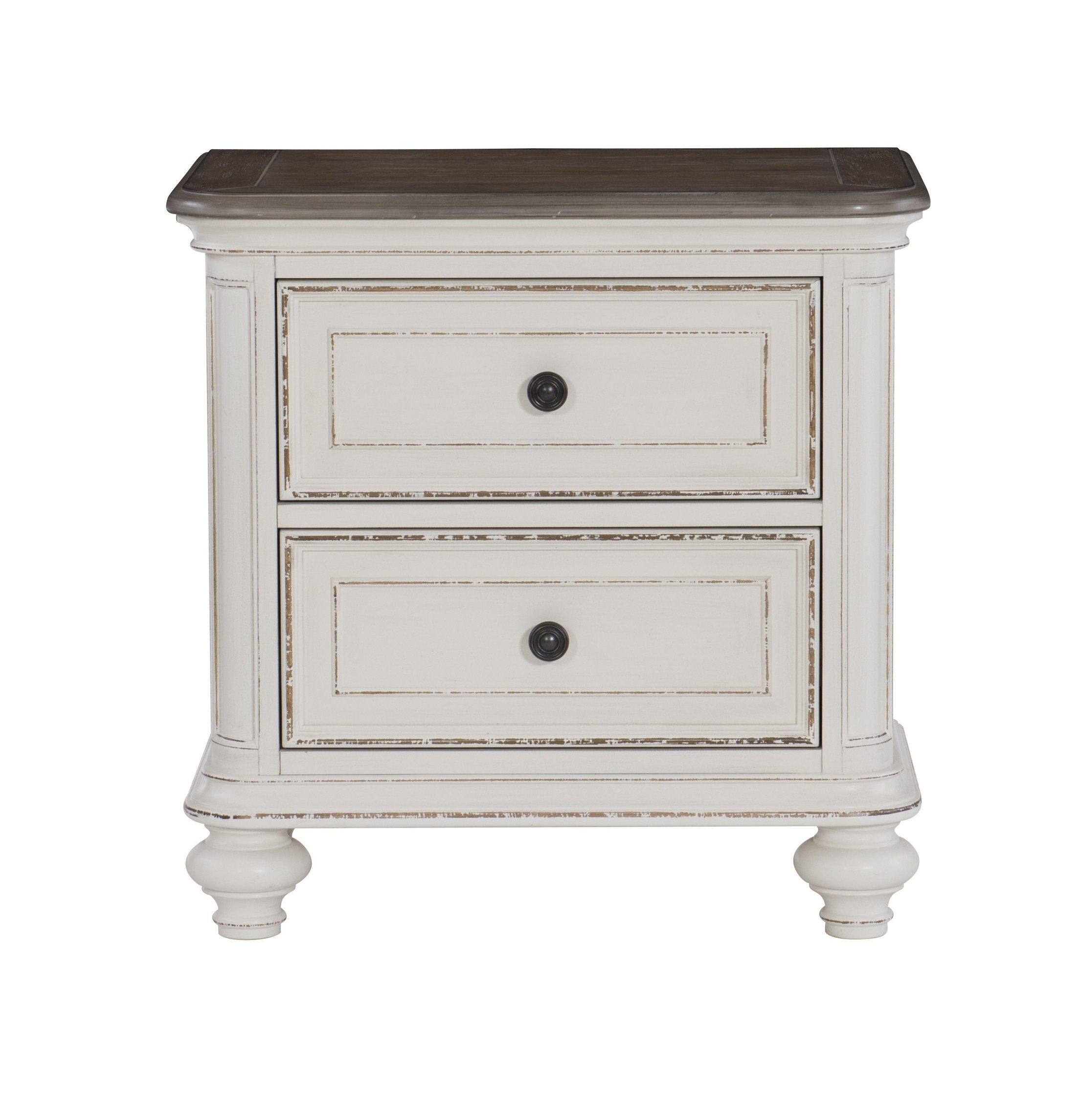 Benzara BM222641 2 Drawer Nightstand, Distressed Details, Antique White ...