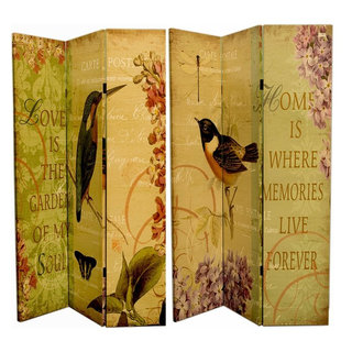 Beautiful Canvas Room Divider With Bird Imprint, Multicolor ...