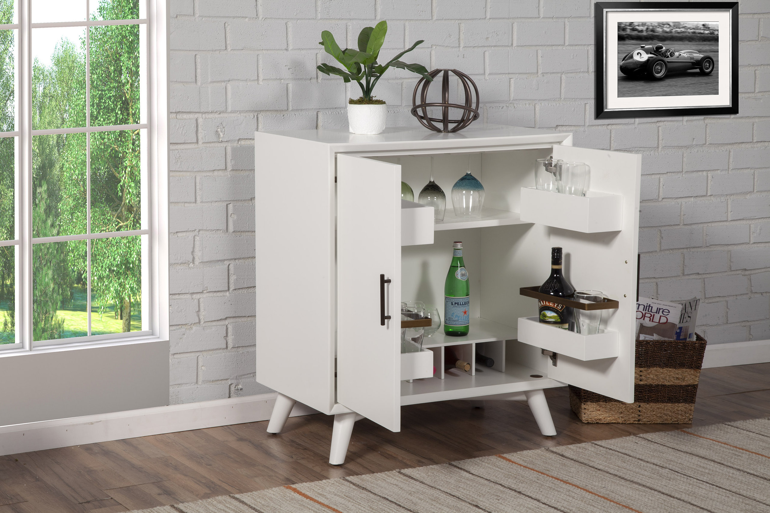 Flynn Small Bar Cabinet White - Midcentury - Wine And Bar Cabinets - by ...