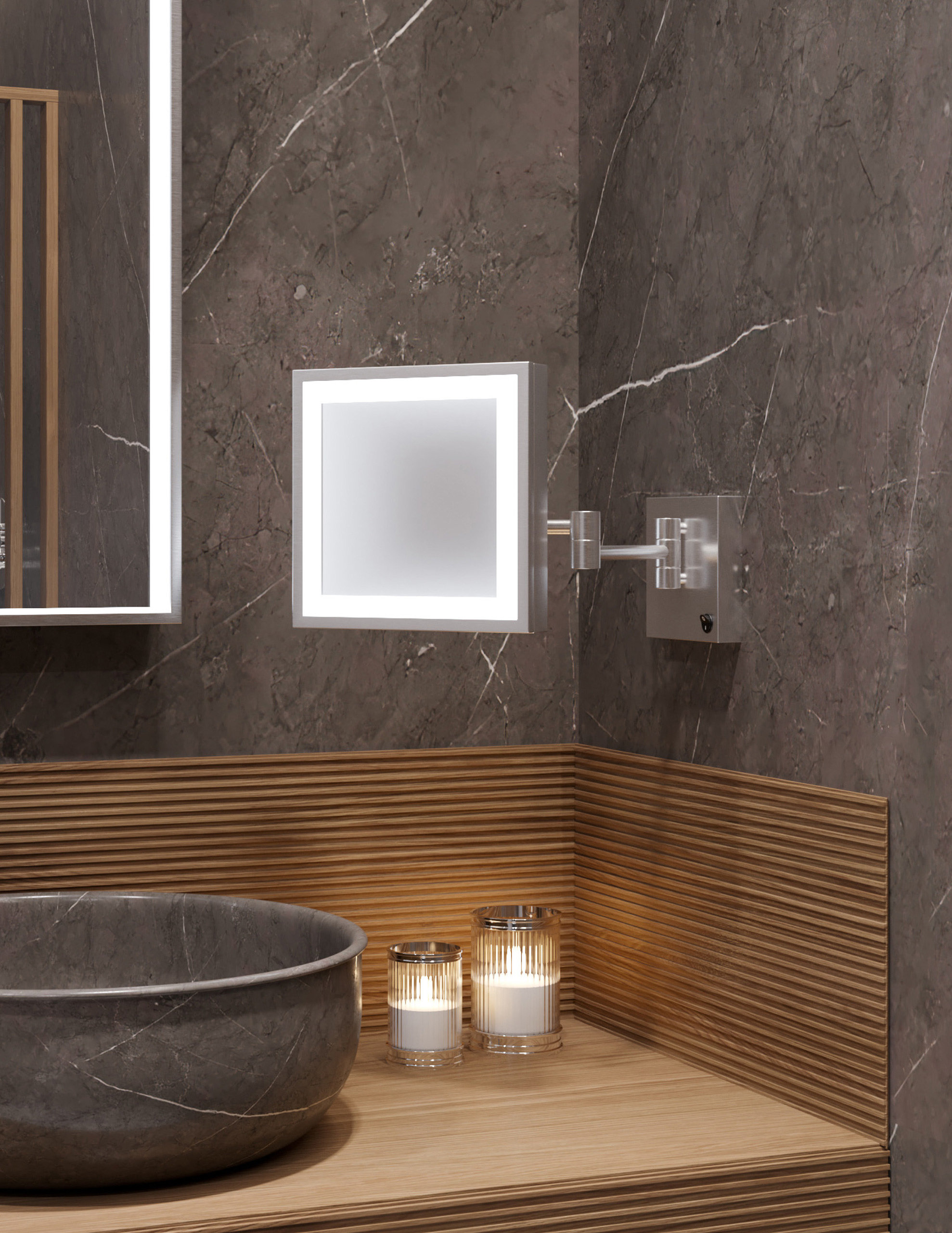 Elixir Lighted Makeup Mirror, LED, Clear, Polished Stainless Steel, 8"H ...