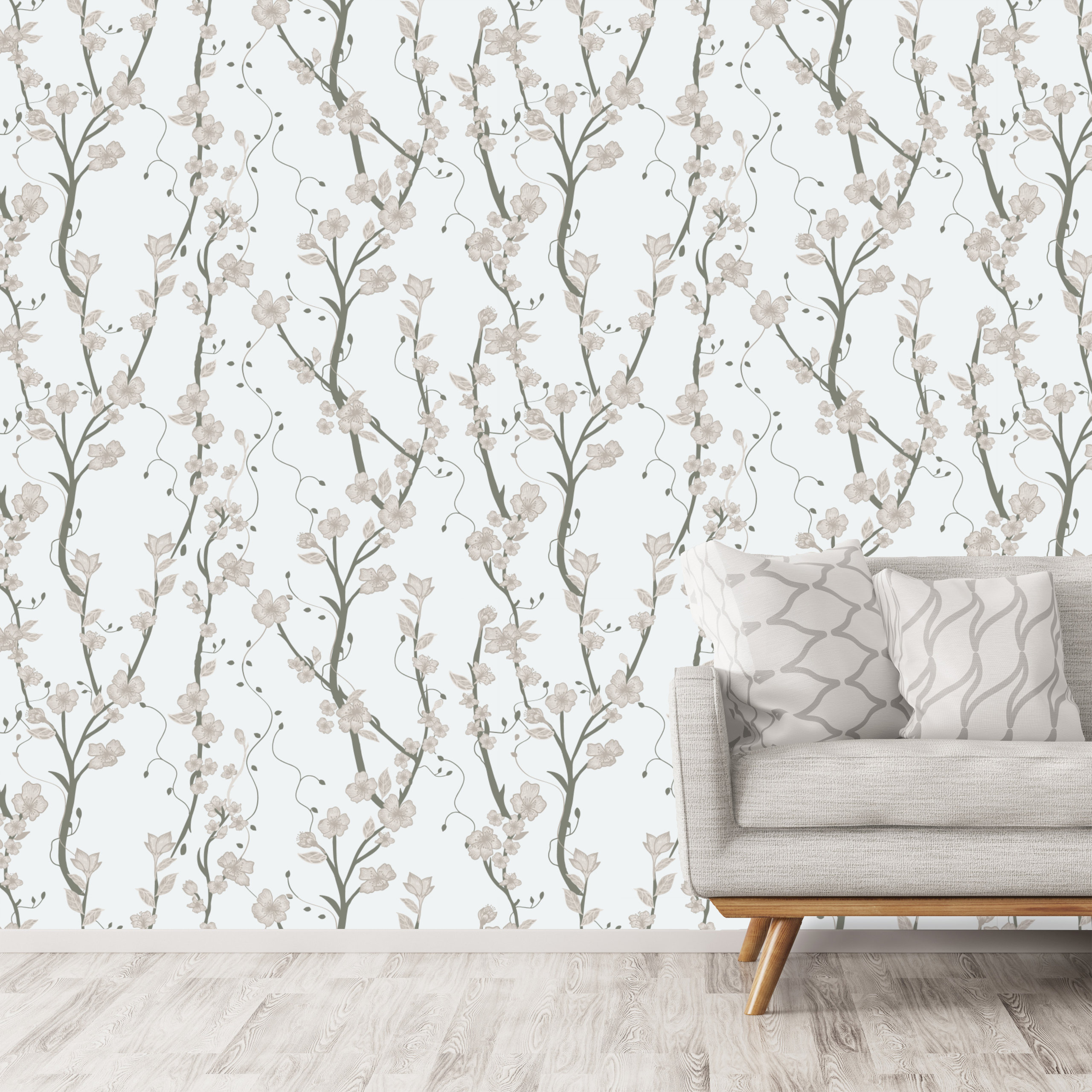Cherry Blossom Tan Wallpaper by Monor Designs, 24"x72" - Contemporary ...