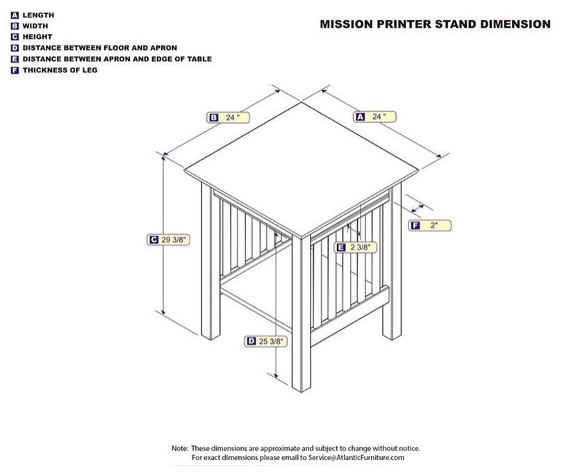 Leo & Lacey Solid Wood Printer Stand with USB Charging Station in ...