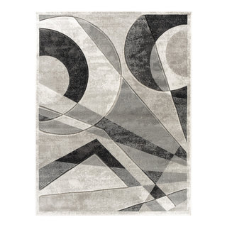 Silver Grey Geometric Hand-Carved Soft Living Room Modern Contemporary ...