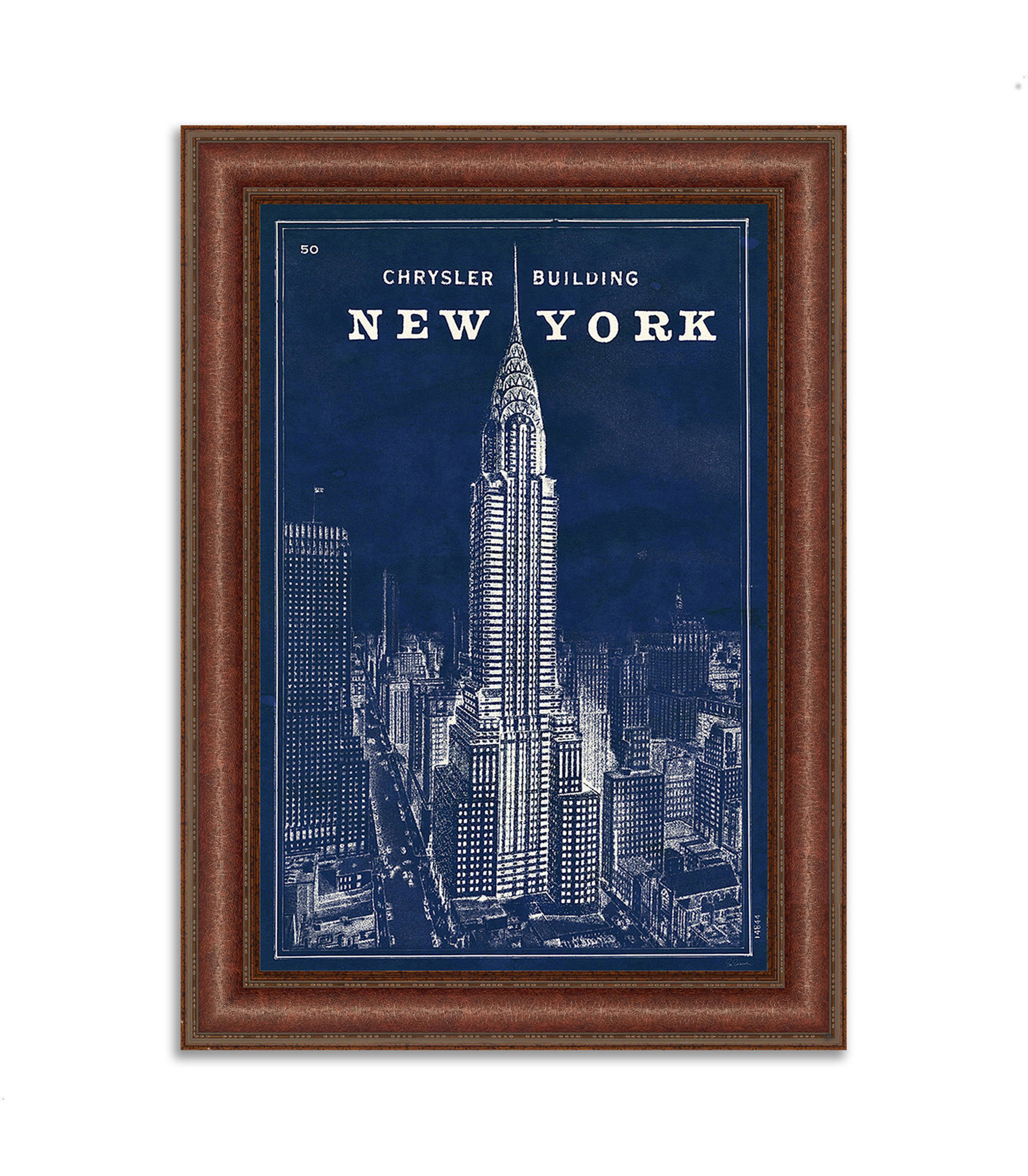 "Blueprint Map New York" By Sue Schlabach, Framed Painting Print, Ready ...