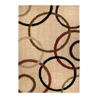 Orian Rugs Shag Circles Circle Design Beige Rug, 6'7"X9'8" Area Rug ...