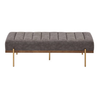 CKH Modern Channel Tufted Upholstered PU Bench - Contemporary ...