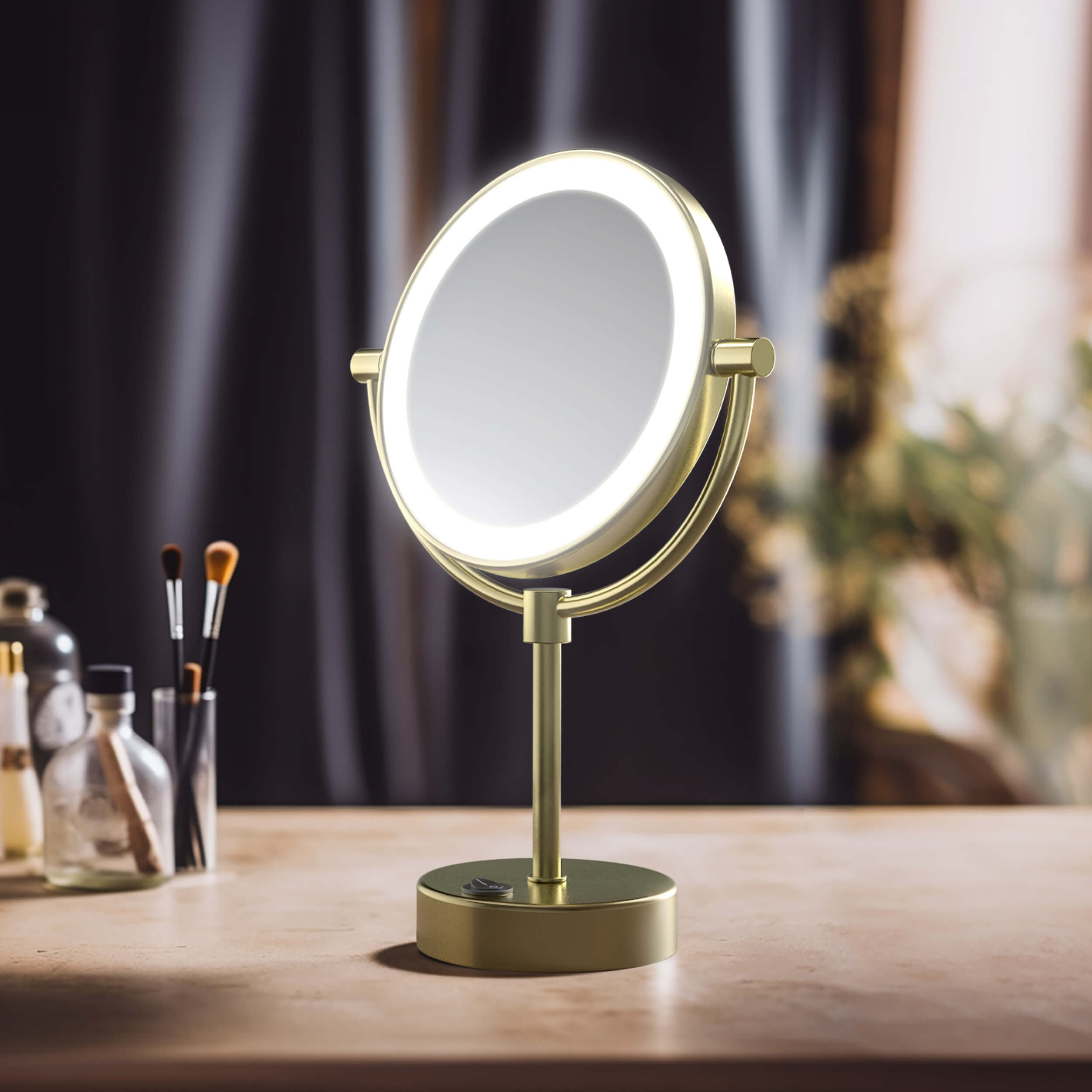 Circular LED Free Standing Magnifying Make Up Mirror - Modern - Makeup ...