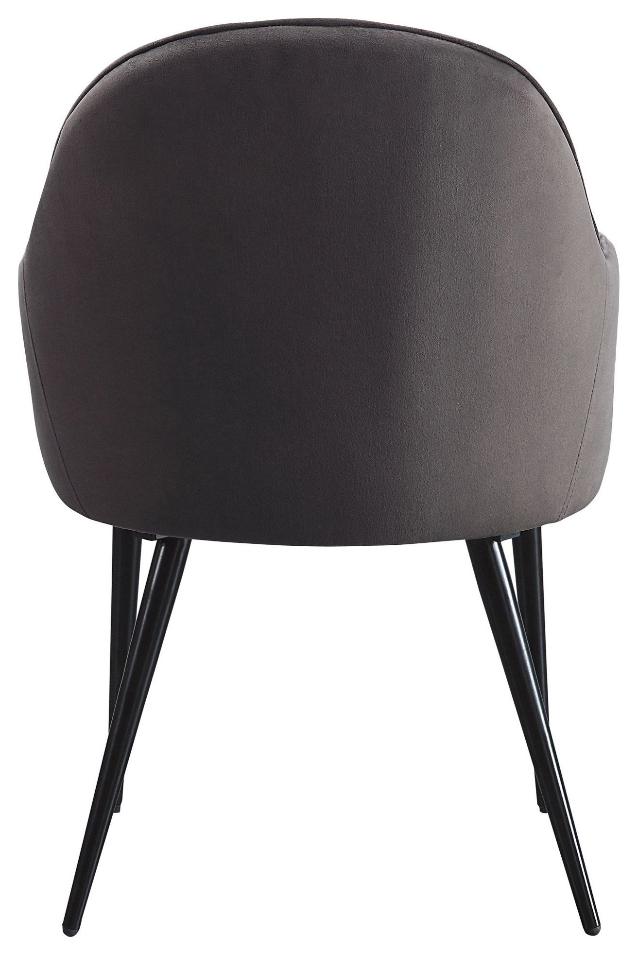 Mid Century Dining Chair, Angled Black Legs & Gray Seat With Channel ...