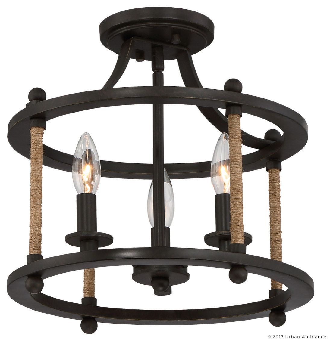Luxury Rustic Bronze and Rope Ceiling Light, UQL2310, Minneapolis ...