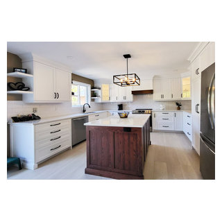 Elora White Kitchen with Dark Oak Island - Traditional - Kitchen ...