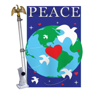 Peace Inspirational Support House Flag Set, 28" X 40" X 0.1" - Modern ...