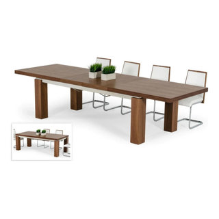 Paddington Modern Walnut and Stainless Steel Dining Table ...
