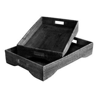 East at Main Liam Rectangle Woven Tray (Set of 2) - Tropical - Serving ...