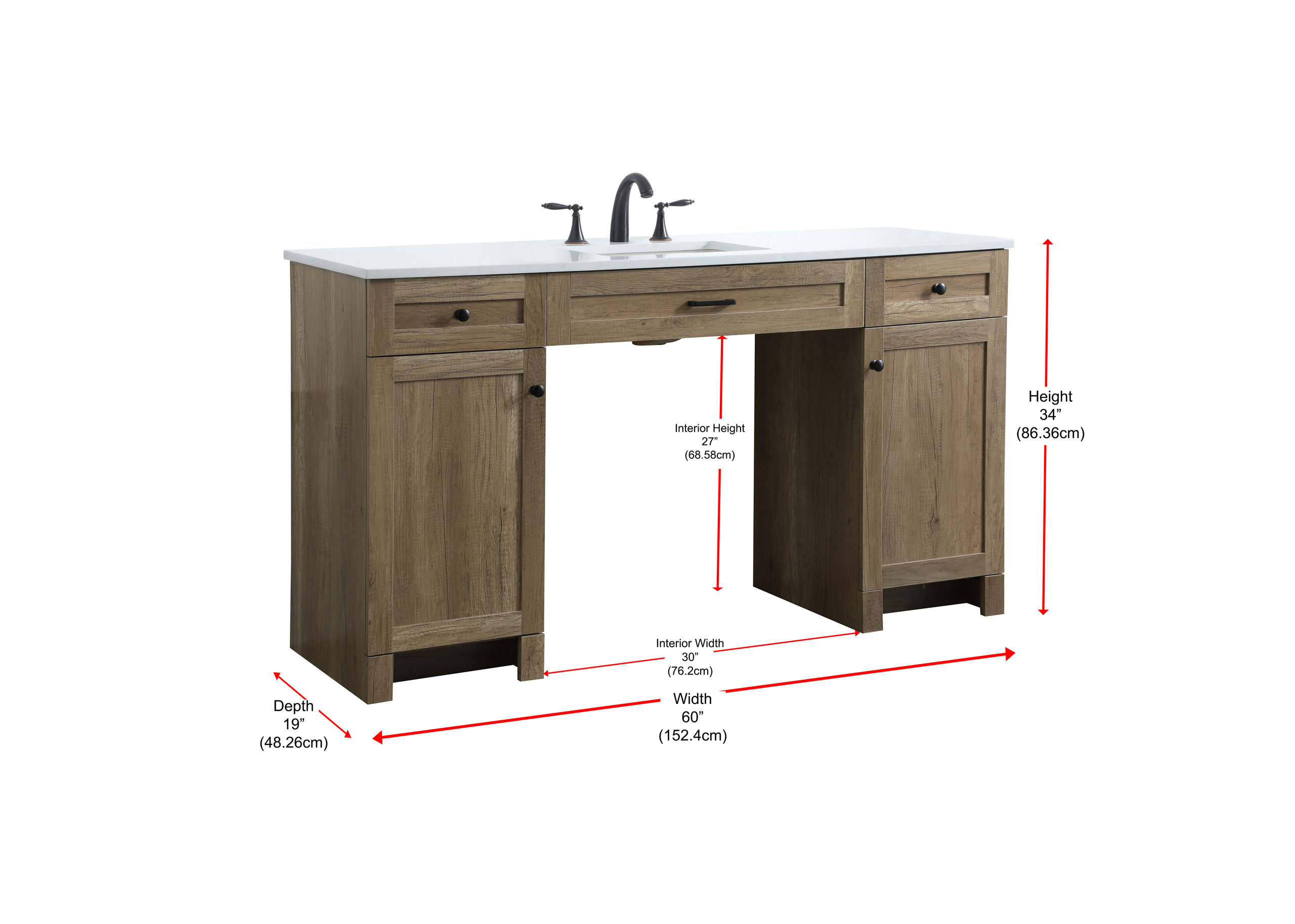 54" ADA Compliant Bathroom Vanity, 60" - Farmhouse - Bathroom Vanities ...