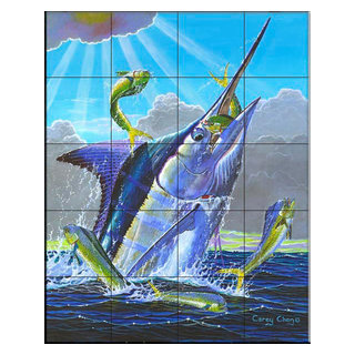 Tile Mural, Catch Em Up by Carey Chen, 12.75" x 17" (12 Tiles) - Beach ...