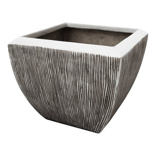 Large Distressed And Ribbed Flower Pot Planter - Farmhouse - Outdoor ...