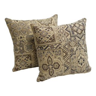 17" Tapestry Throw Pillows With Inserts, Set of 2, Persian Mosaic ...