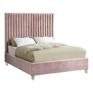 Candace Velvet Bed, King - Contemporary - Platform Beds - by Meridian ...