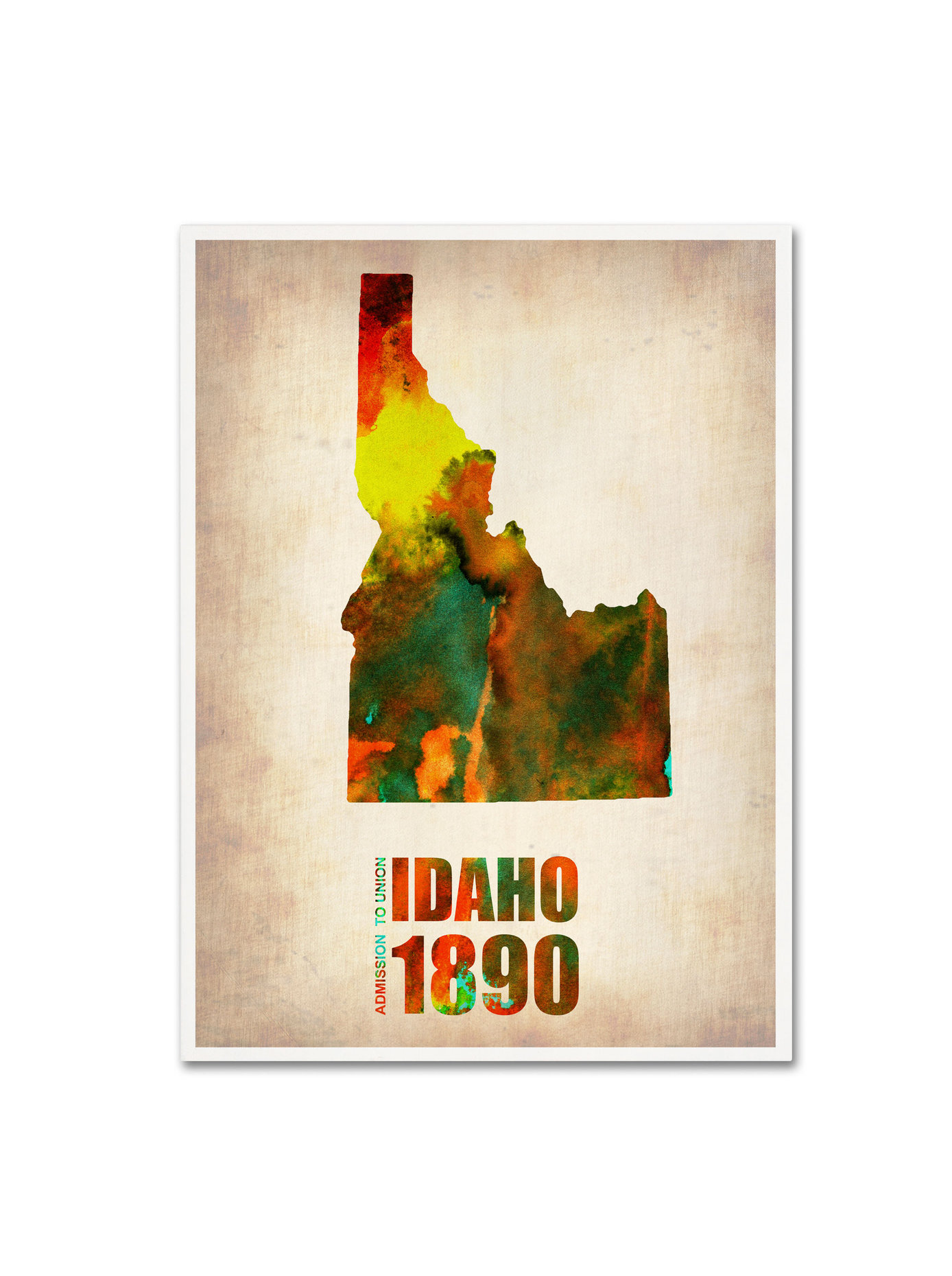 'Idaho Watercolor Map' Canvas Art by Naxart, 14" x 19" - Contemporary ...