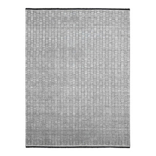 Gray and Black Hand Loomed Wool and Silk Modern Roman Design Rug, 7'10 ...